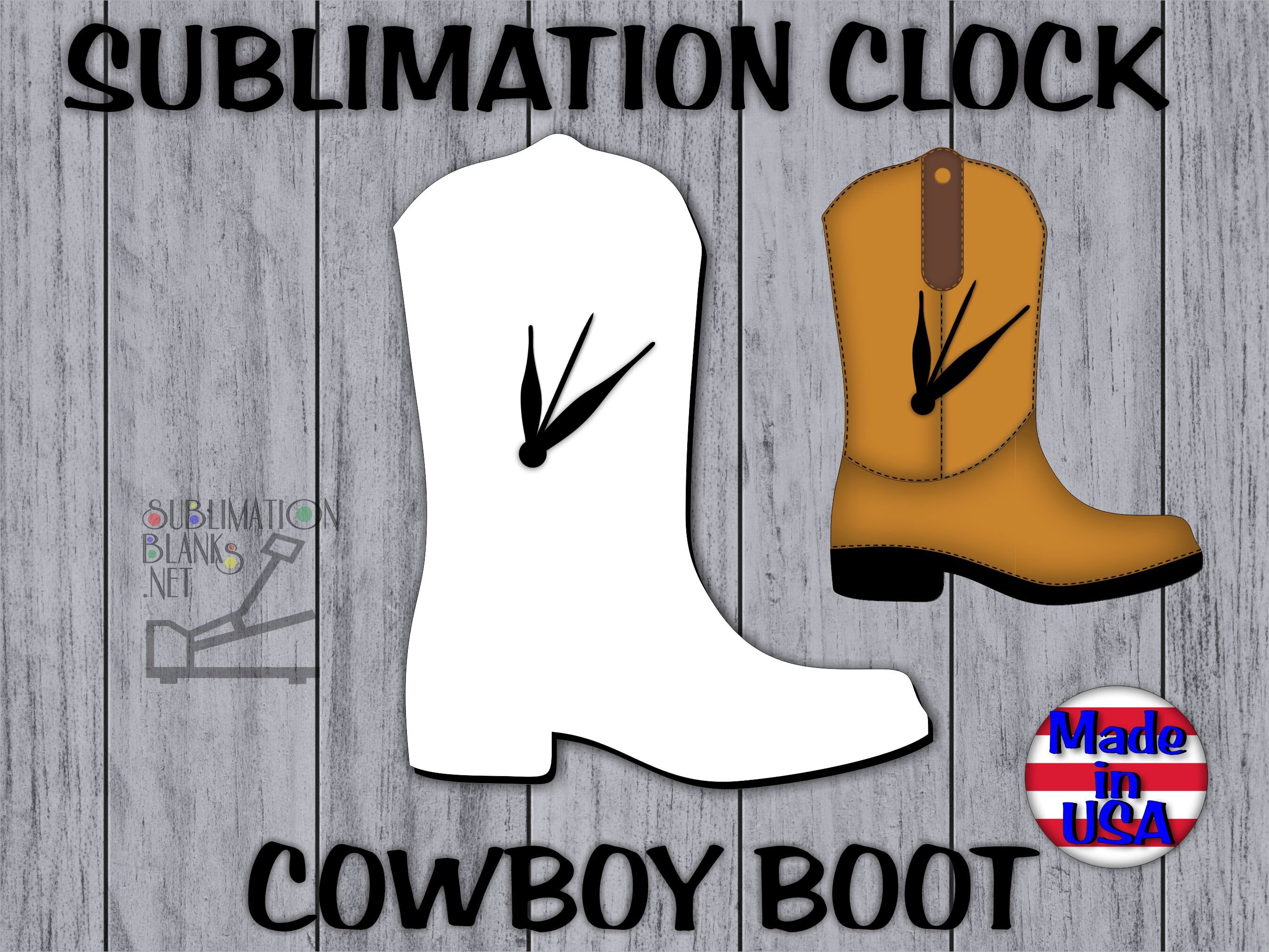 CLOCK FACE Cowboy Boot Sublimation Blanks Personalized Custom - Etsy