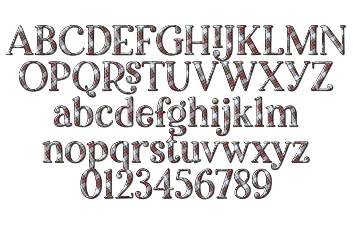PLAID CHRISTMAS Font Christmas Png Letters Alphabet - Etsy