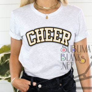 CHEER Png Faux Chenille Patch BLACK GOLD White Team Mascot School ...