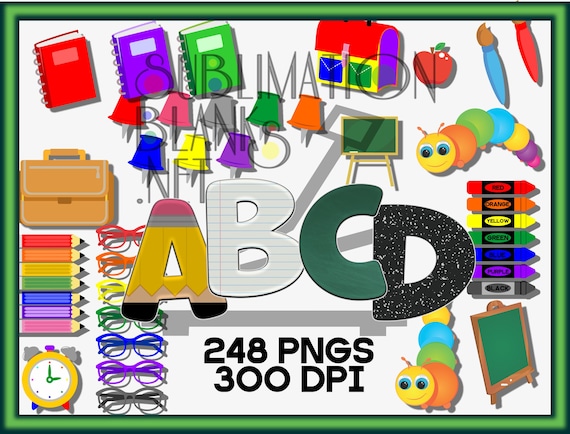 SCHOOL PNG ALPHABET Doodle Letters Font Sublimation - Etsy
