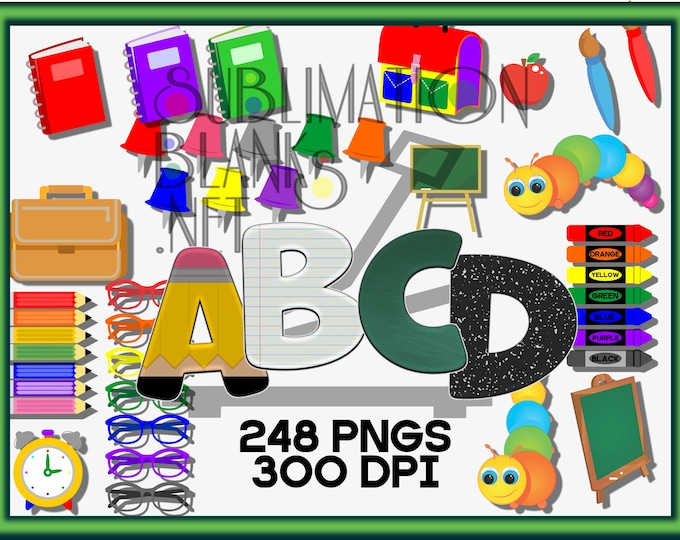 Back to School | Block Alphabet PNG | Sublimation | Alpha Pack Font ...