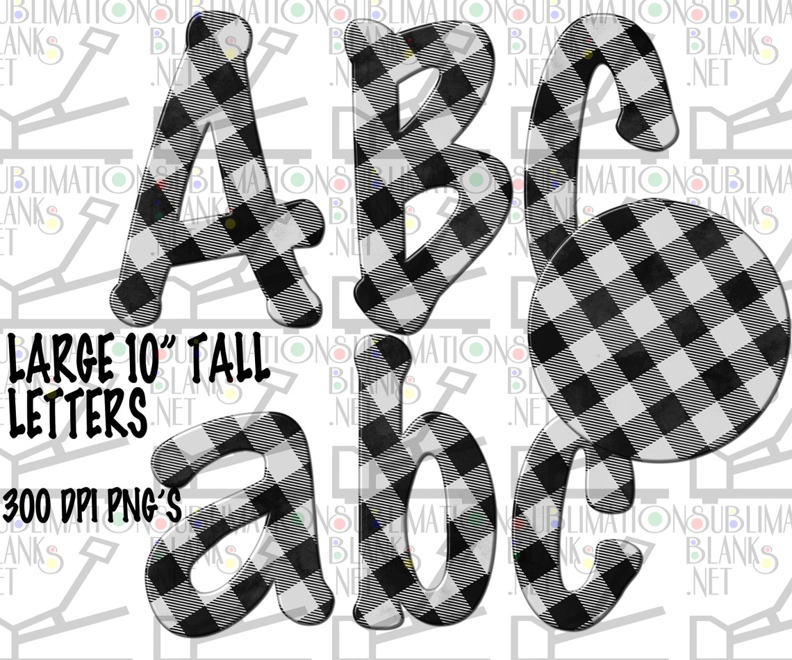 BLACK WHITE PLAID Christmas Font Buffalo Plaid Png | Etsy