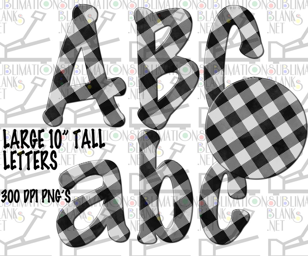 Png, Digital, Alphabet, BLACK AND WHITE Png, Christmas Font, Buffalo ...
