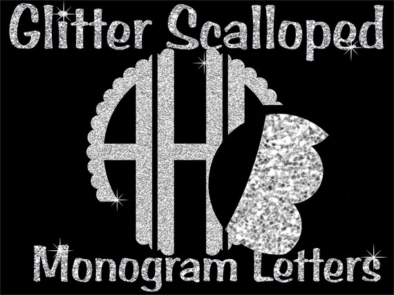 SILVER GLITTER Scallop Monogram Font Large 10 Font - Etsy