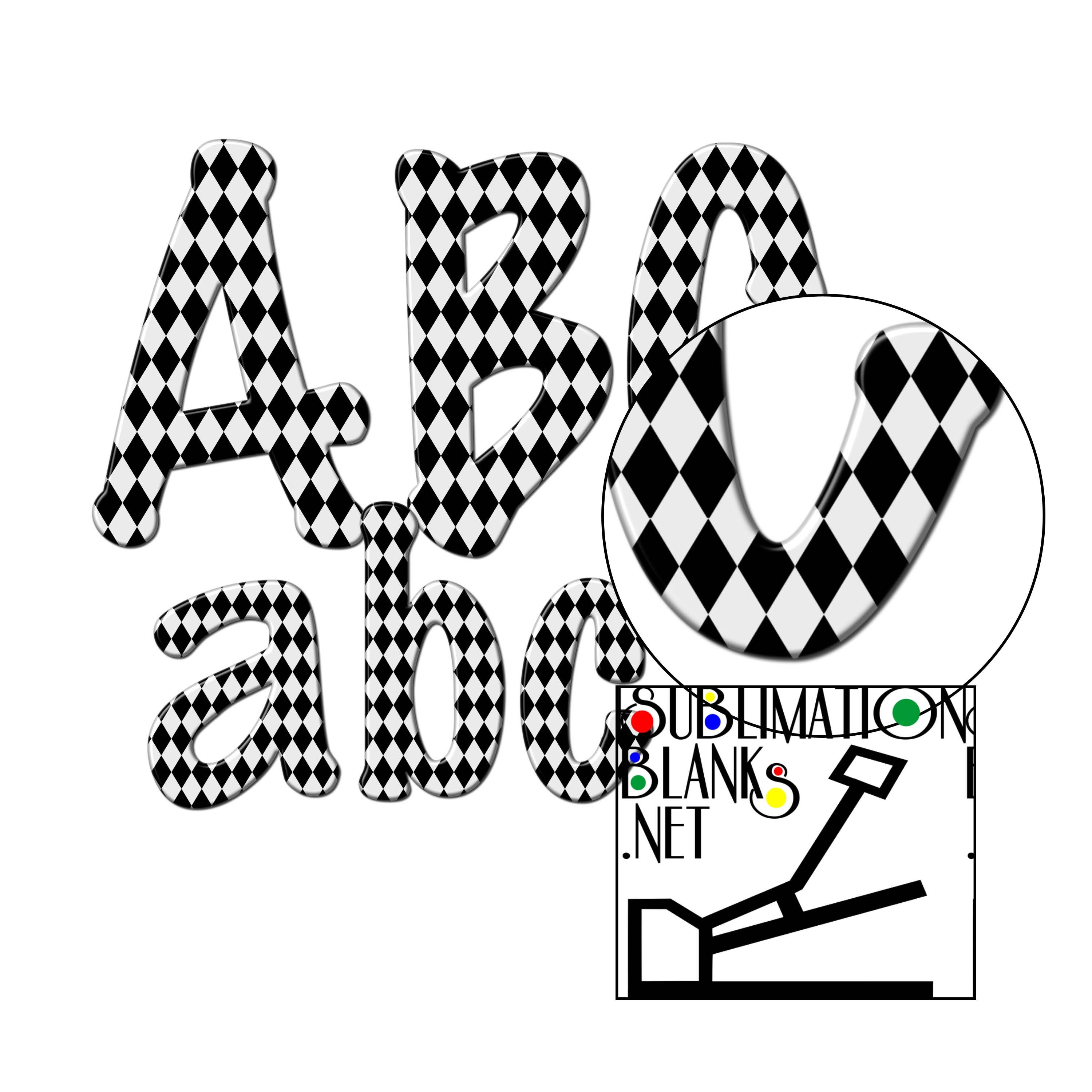 Black and White PNG DIAMOND PATTERN Letters Halloween | Etsy