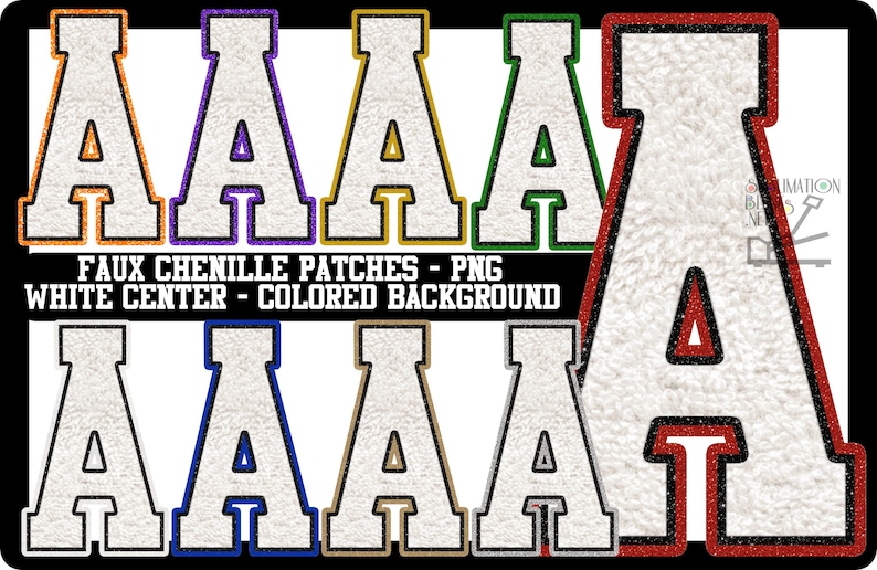 BUNDLE Faux CHENILLE Alphabet Png Letters & Numbers Athletic - Etsy