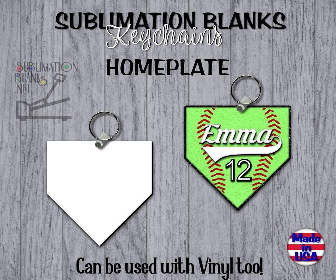 10 Sets Double Sided HOMEPLATE Baseball Sublimation Blanks KEYCHAIN ...