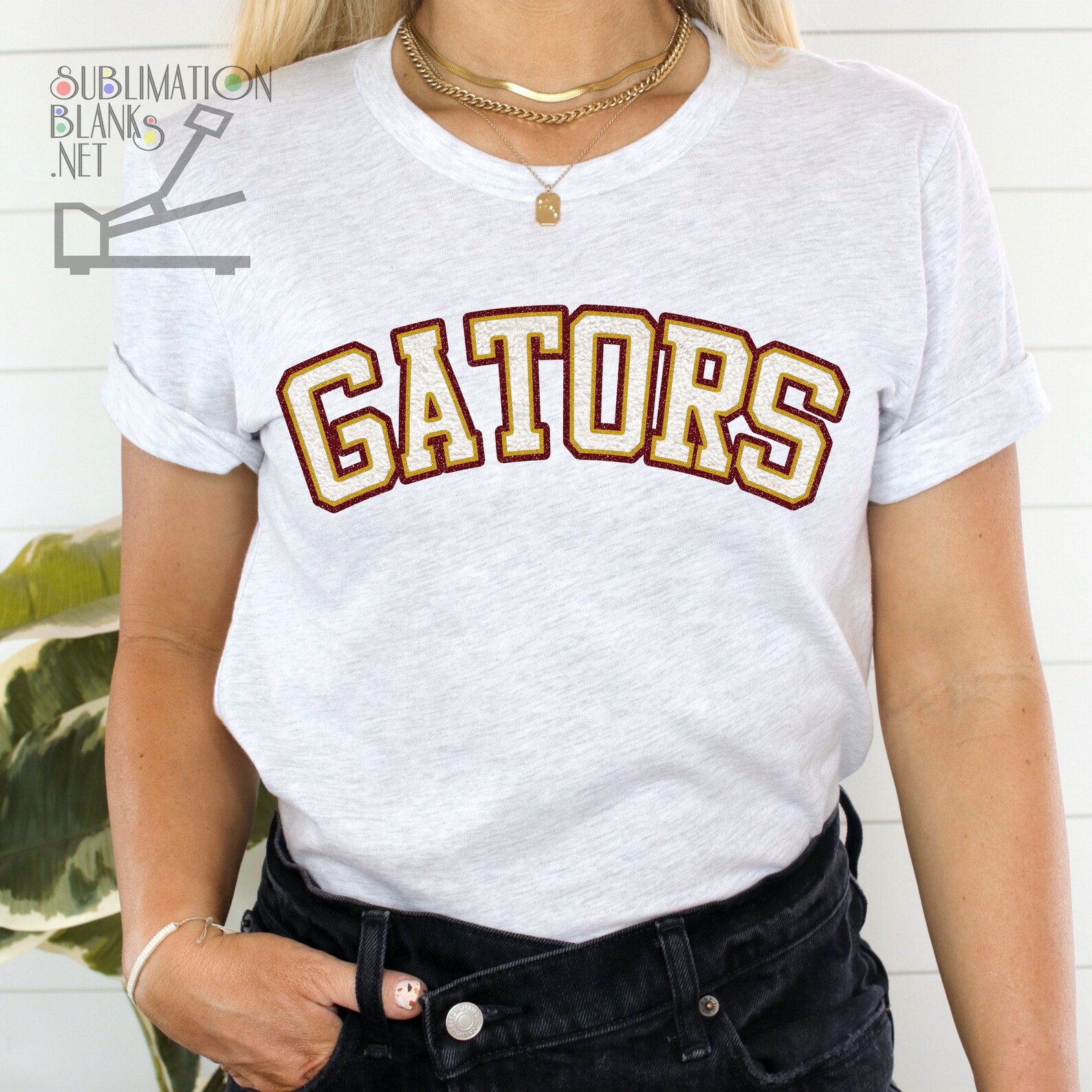 GATORS Png White Maroon Gold Glitter Faux CHENILLE Patch Varsity Team ...