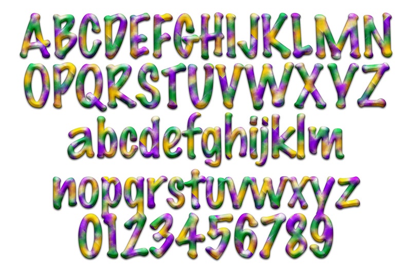Air Brushed MARDI GRAS PNG Font Png Letters Png Alphabet | Etsy