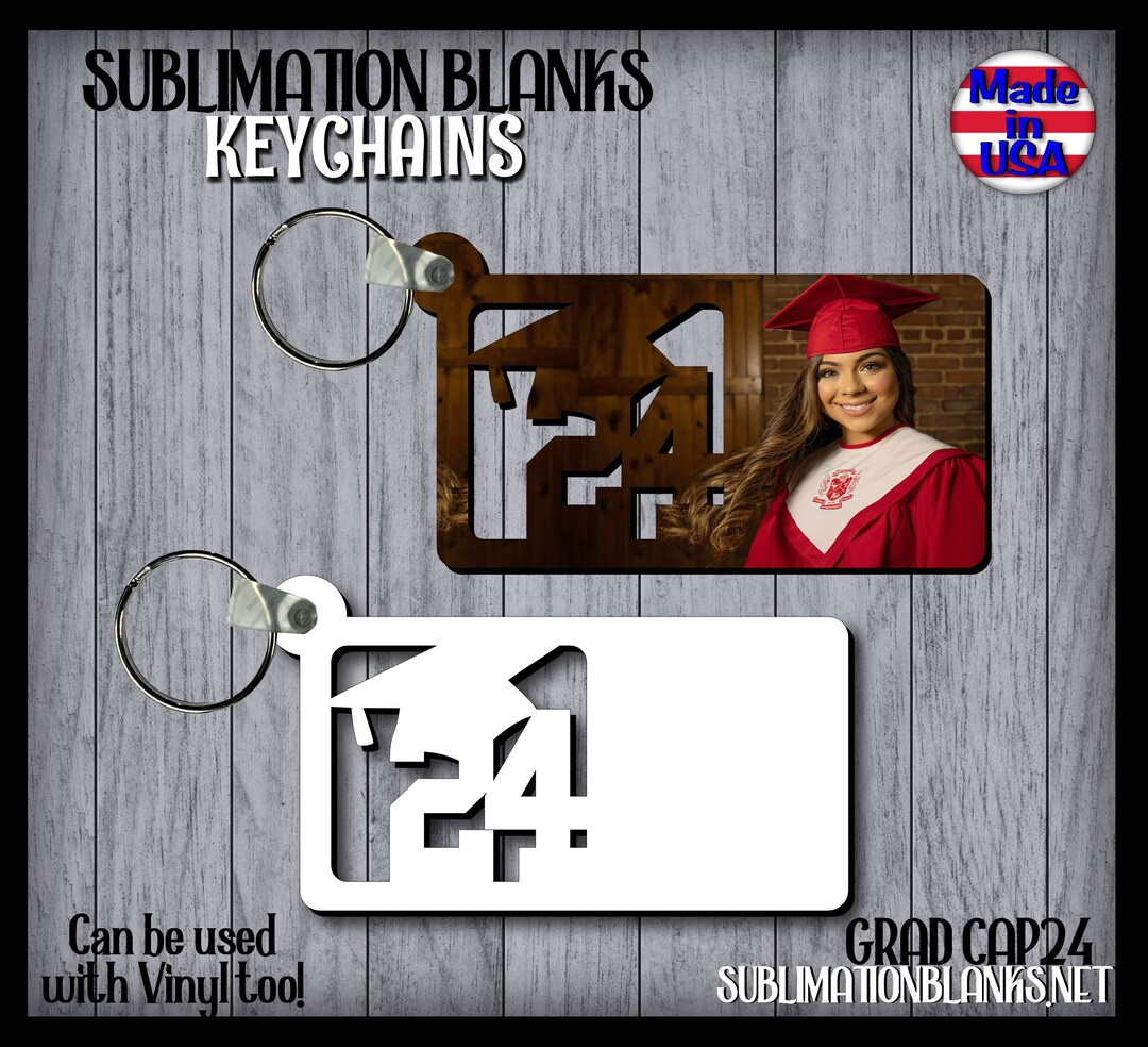 Single Sided SENIOR 24 Keychains Sublimation Blanks Hardware INCLUDED ...