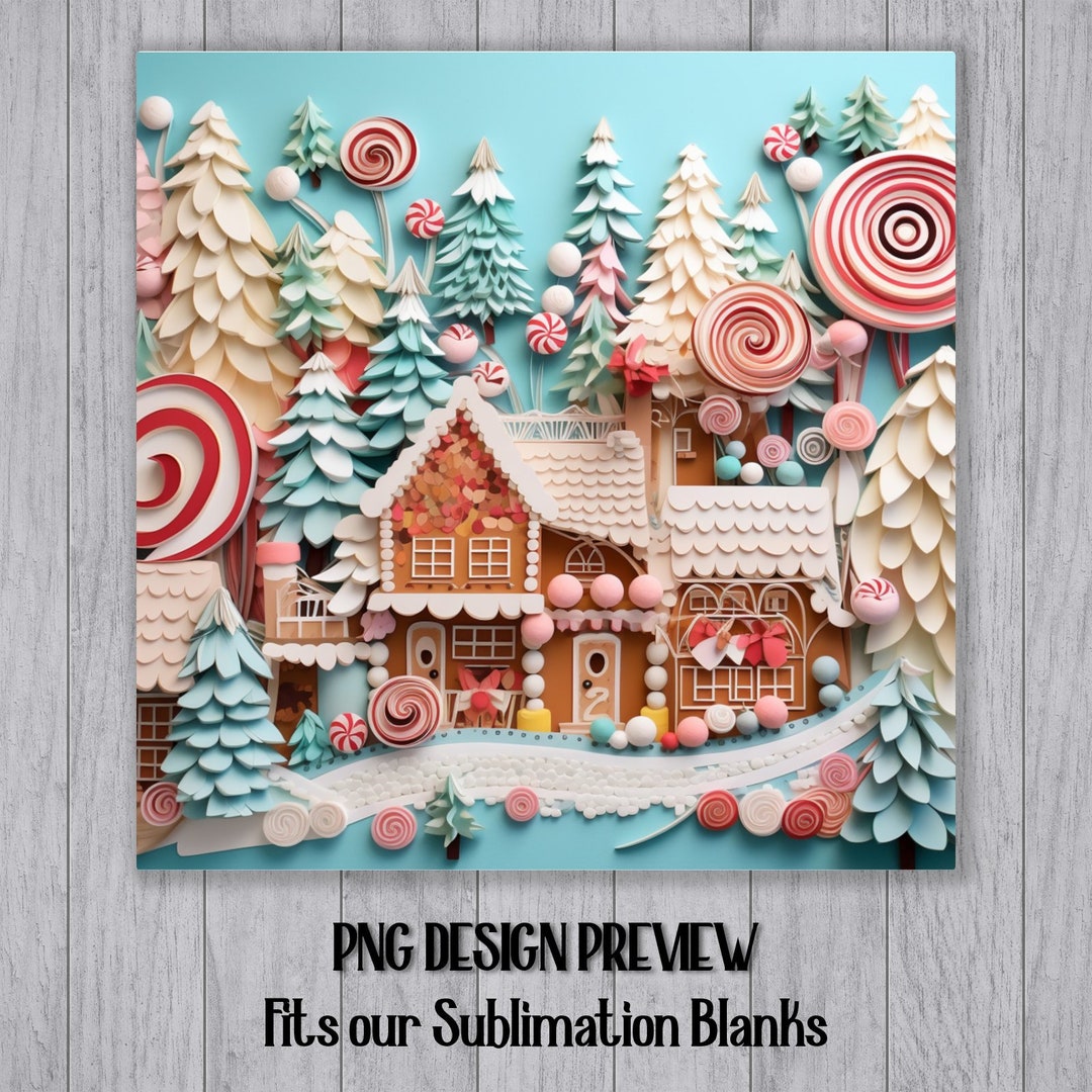 3d Christmas Gingerbread Village Png Candyland Printable Digital Paper ...