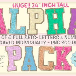 8 SETS Faux Chenille Alphabet PNG Varsity Letters, Sublimation Designs ...