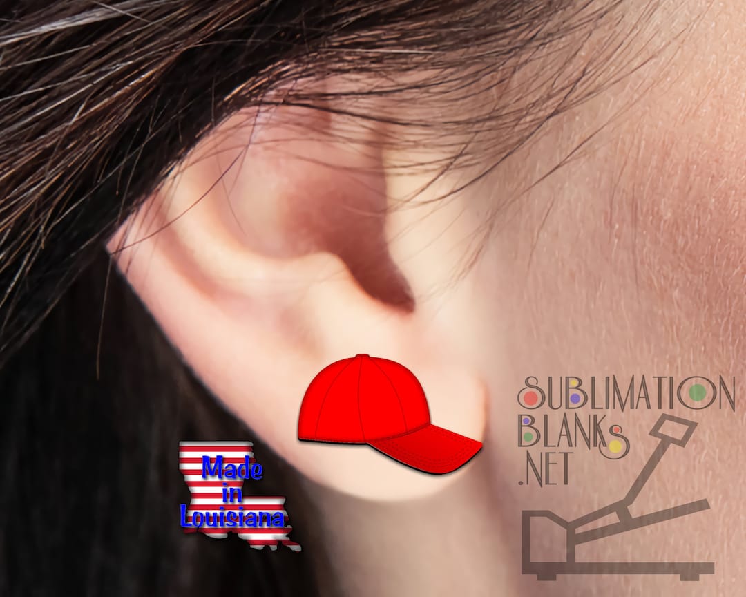 Baseball Cap Softball STUD Earrings SUBLIMATION Blanks Jewelry Fun ...