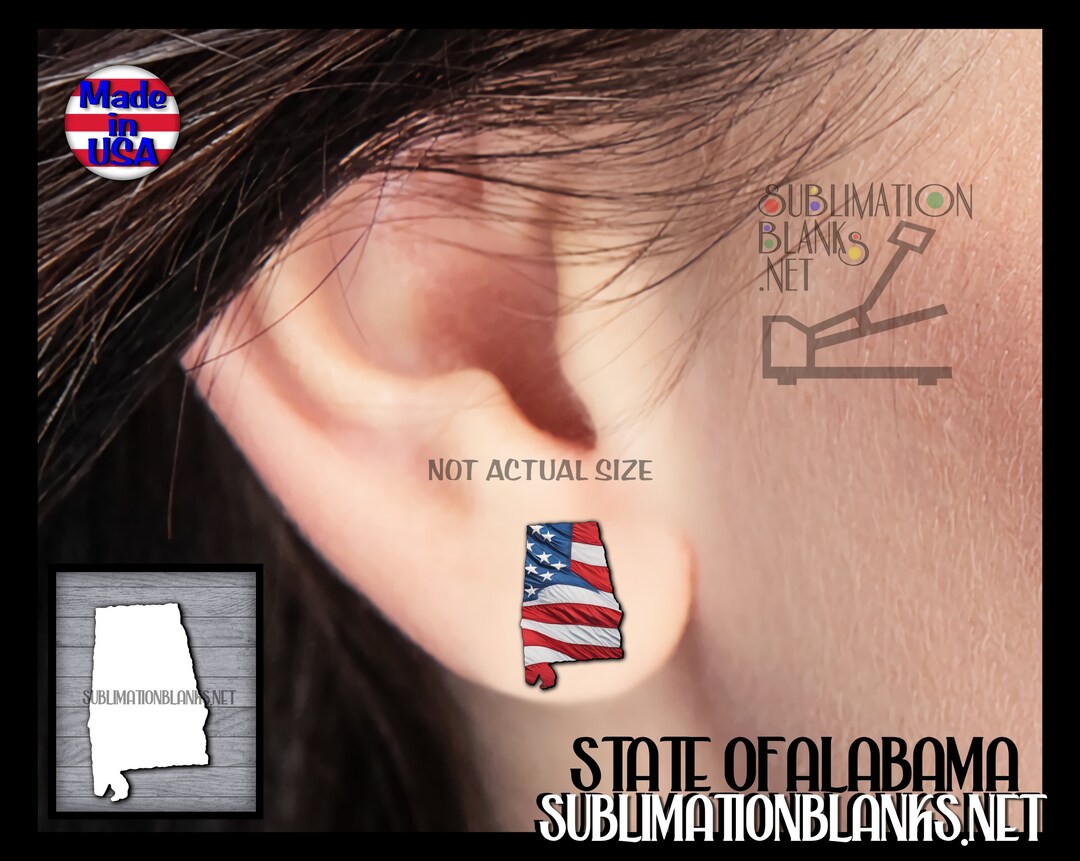 SUBLIMATION Blanks State of ALABAMA Cutout Stud Earring Stuss Jewelry ...
