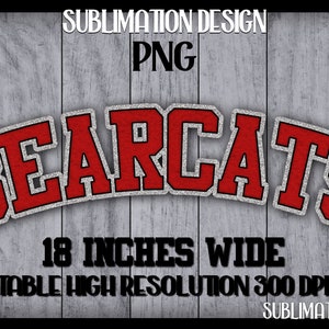 BEARCATS Png Red Silver Glitter Faux CHENILLE Patch Varsity Team Mascot ...