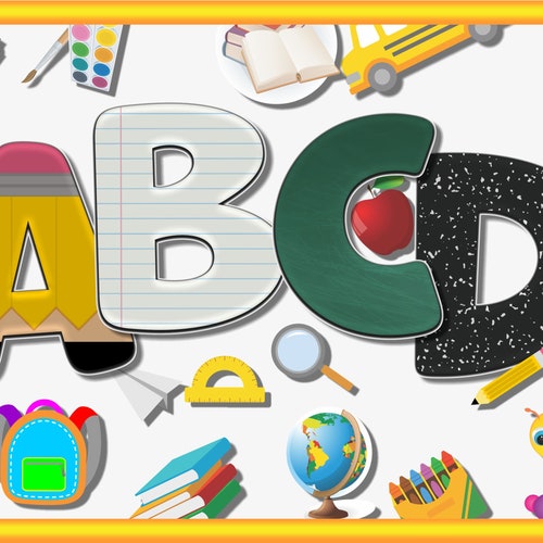 Back to School Doodle Letters Alphabet PNG Hand Drawn Upper - Etsy