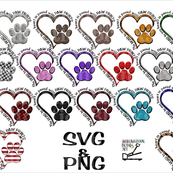 Paw Heart Svg - Etsy
