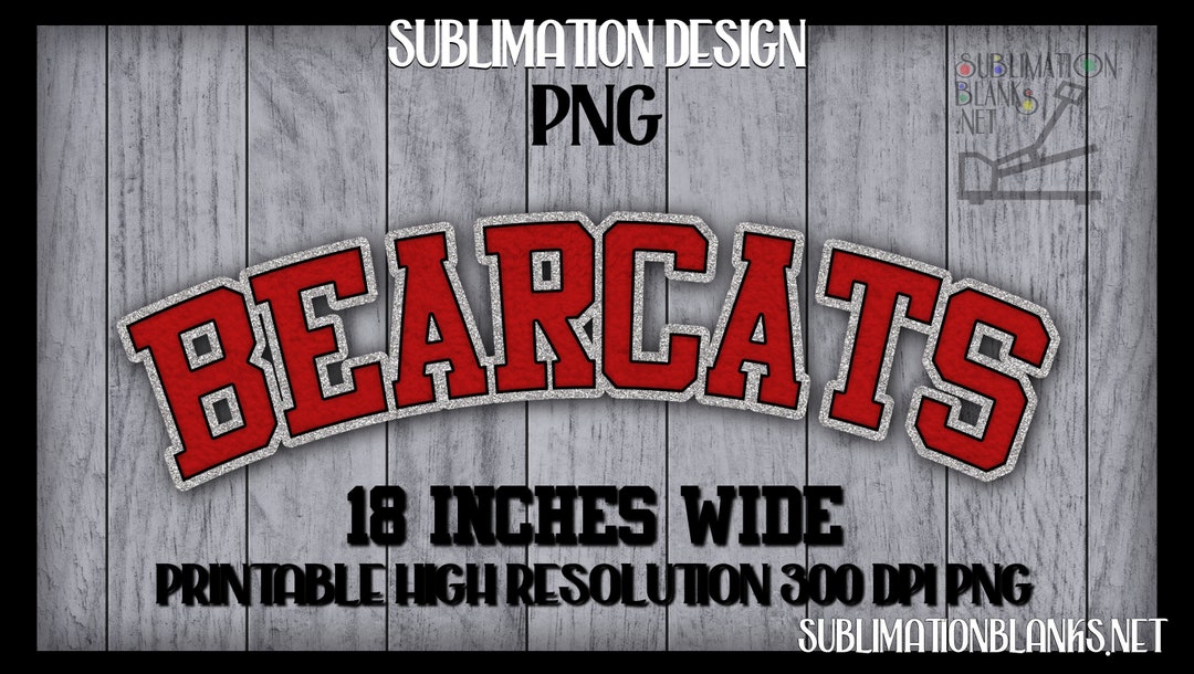 BEARCATS Png Red Silver Glitter Faux CHENILLE Patch Varsity Team Mascot ...