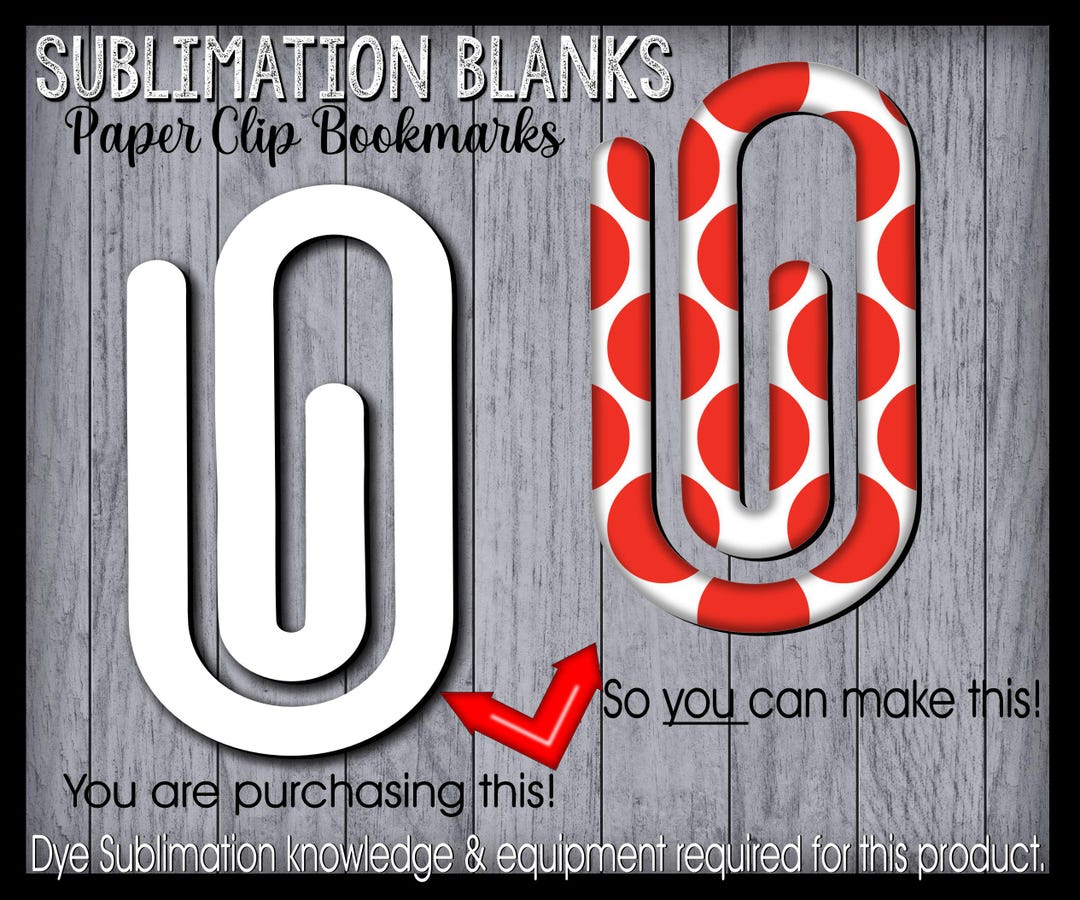SET of 5 JUMBO Giant PAPERCLIP Bookmark Sublimation Blanks Diy Reader ...