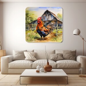 Png Watercolor Rooster Chicken Farmhouse Printable Clock Sublimation ...