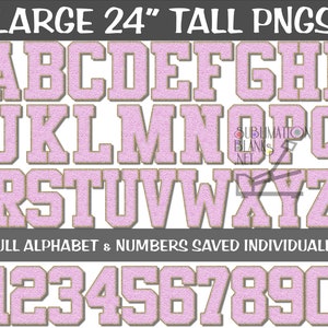 PINK White Gold Glitter CHENILLE Letters PNG Patches Varsity Alphabet ...