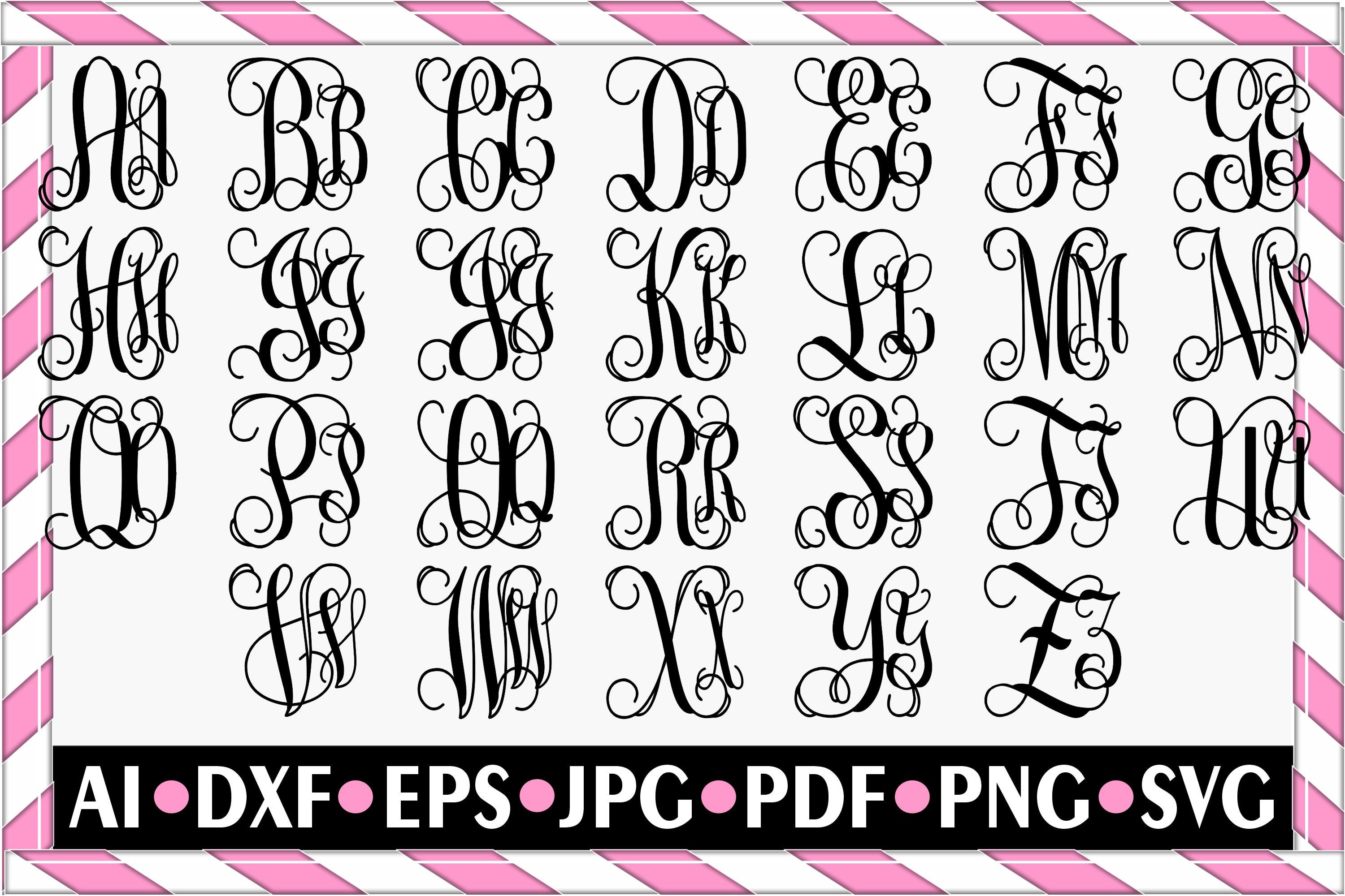 Monogram SVG/DXF/PNG Alphabet Digital Download Silhouette | Etsy
