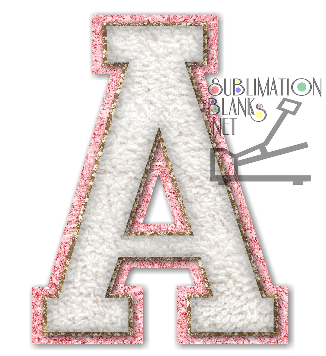 Pink, Gold, CHENILLE Letters, PNG, Patches, Varsity Alphabet, Font ...