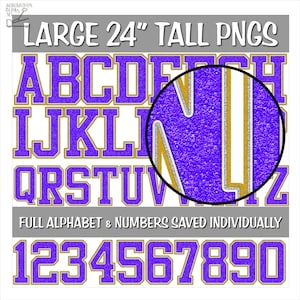 PURPLE GOLD Glitter, CHENILLE Varsity Letters Png Patches Alphabet Font ...