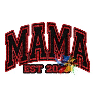 CUSTOM MAMA & 3 NAMES Png Faux Chenille Patch Name on Sleeve T Shirt ...