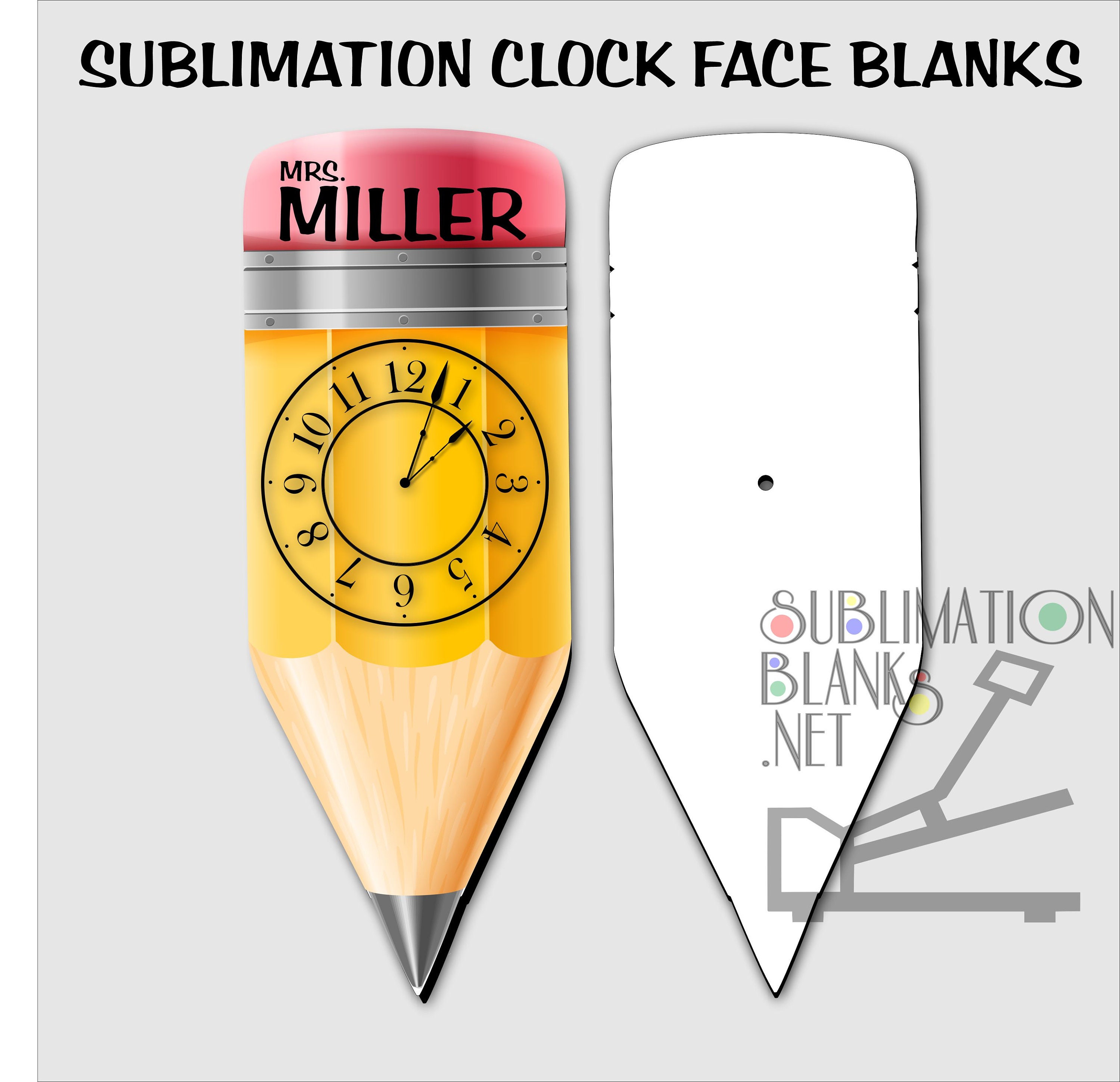 PENCIL CLOCK FACE Sublimation Blanks Unisub Blanks for - Etsy