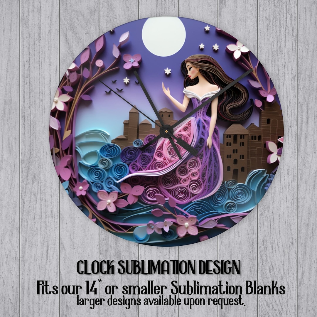 3d PRINCESS FAIRY TALE Png Girl Printable Digital Paper Art Clock Face ...