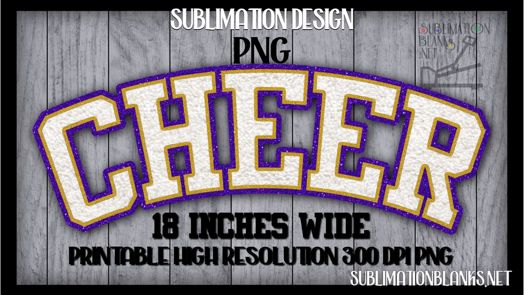 CHEER Png Faux Chenille Patch PURPLE GOLD Team Mascot School Spirit ...