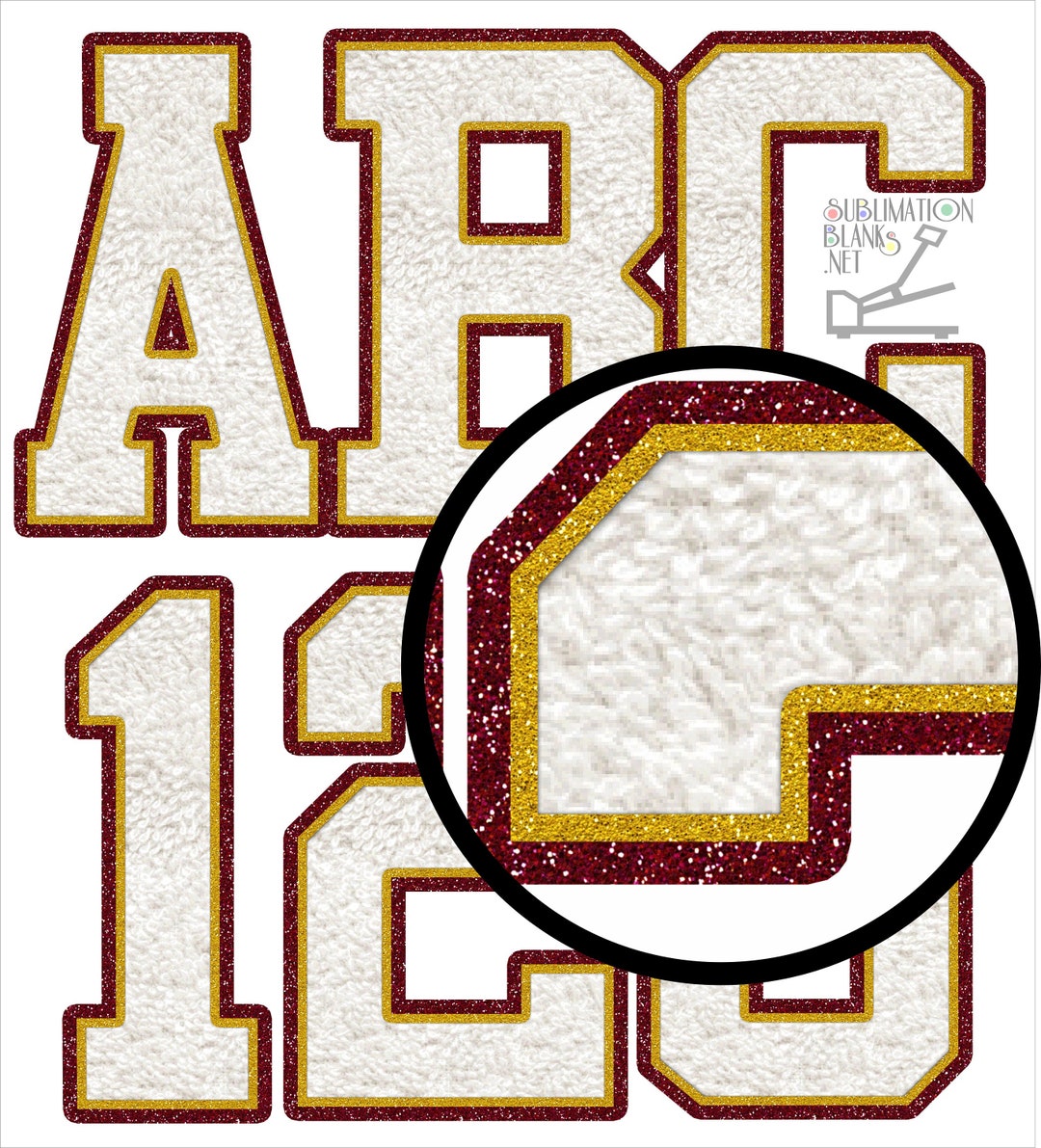 Maroon Gold Glitter, CHENILLE Letters, PNG, Patches, Varsity Alphabet ...