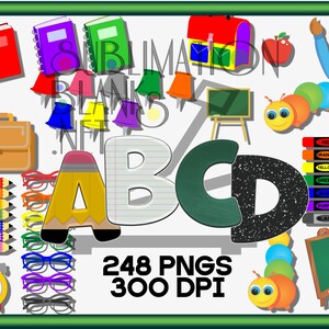 SCHOOL, PNG, ALPHABET, Doodle Letters, Font, Sublimation Design ...
