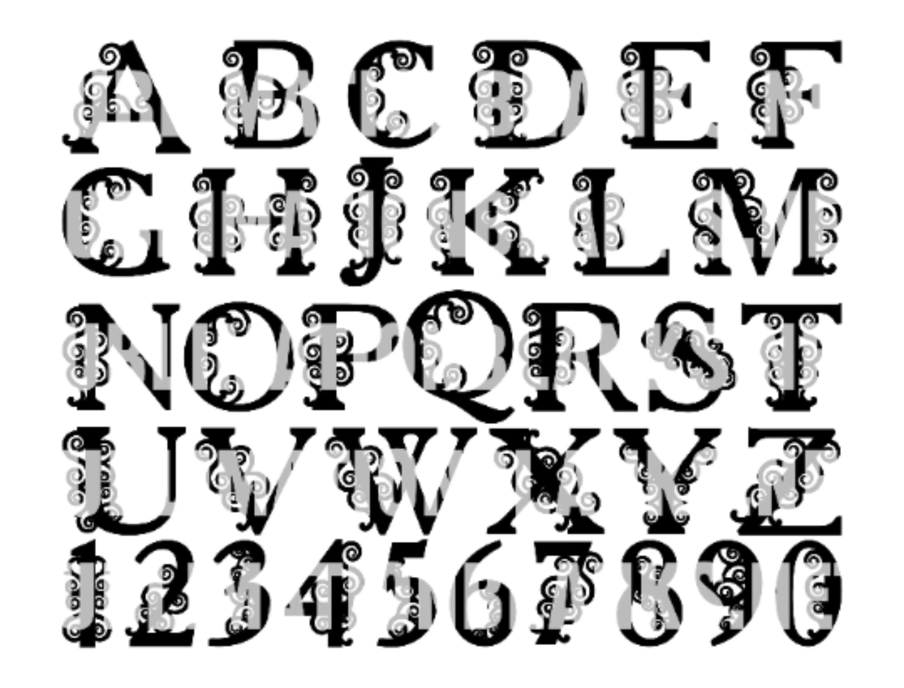 SVG, Alphabet, Swirl Letters, Cut Files, Cricut, Glowforge, Font ...