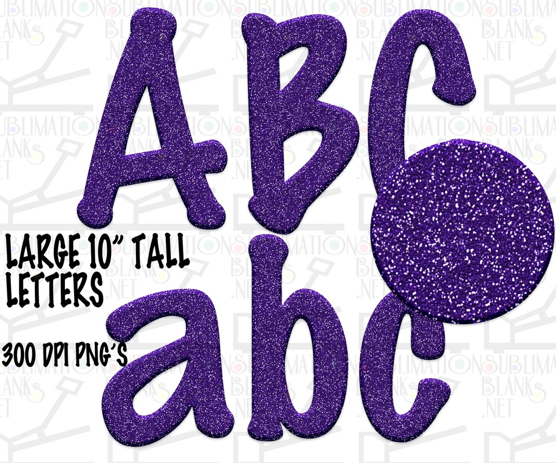 PURPLE GLITTER Png Font Png Sublimation Designs Downloass Letter Bundle ...