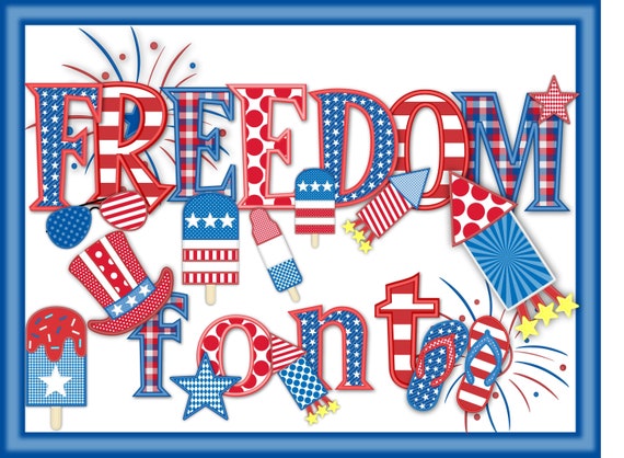 4th of JULY PNG Patriotic ALPHABET Doodle Letters Font - Etsy