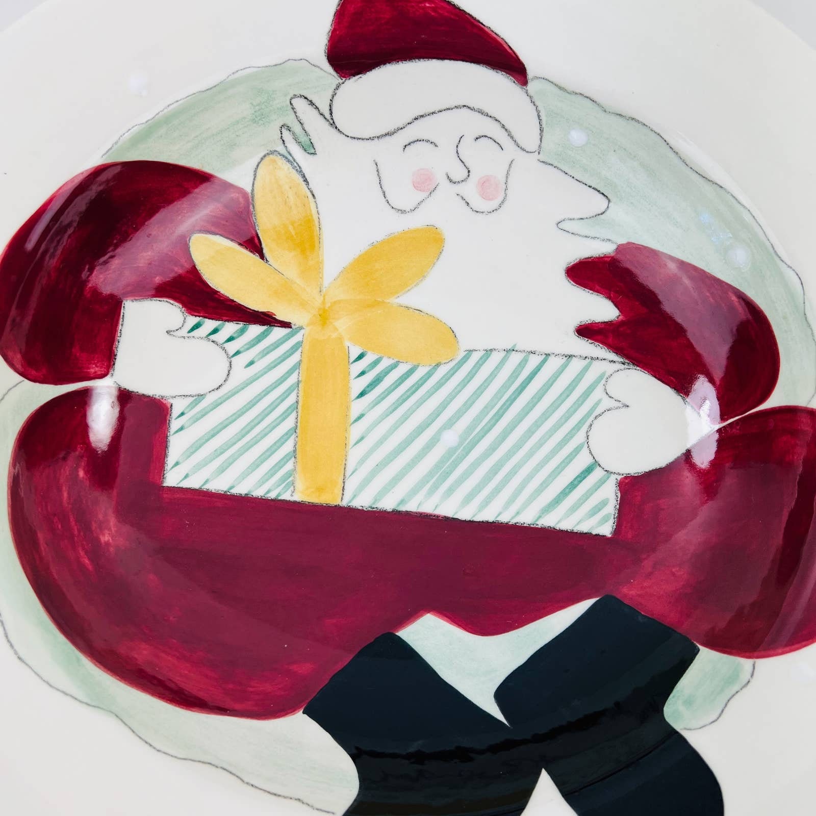 Woof & Poof Americaware Serving Bowl Santa Christmas 2000 - munimoro.gob.pe
