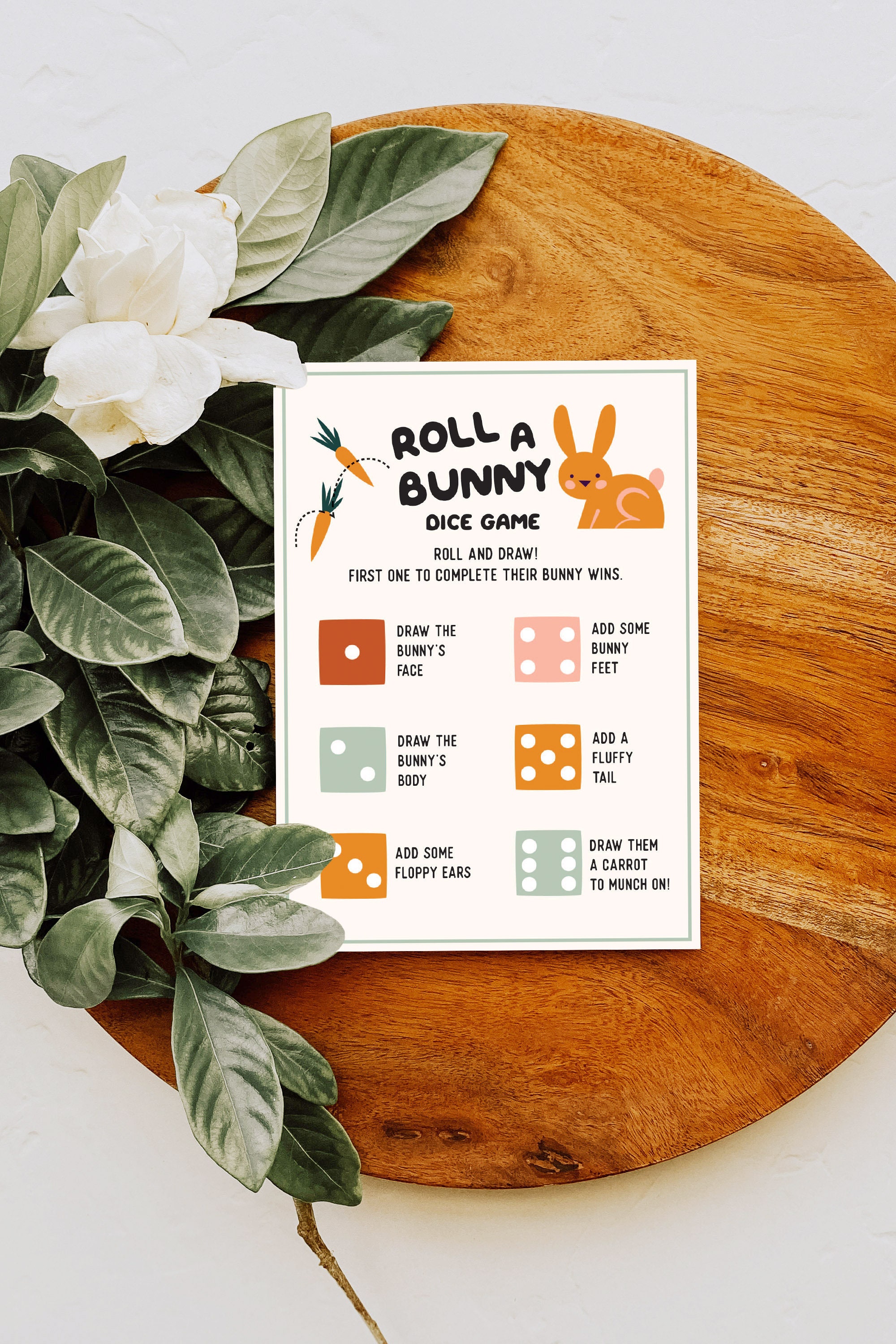 Roll a Bunny Dice Game Kids Table Easter Game Boho Easter Printable ...