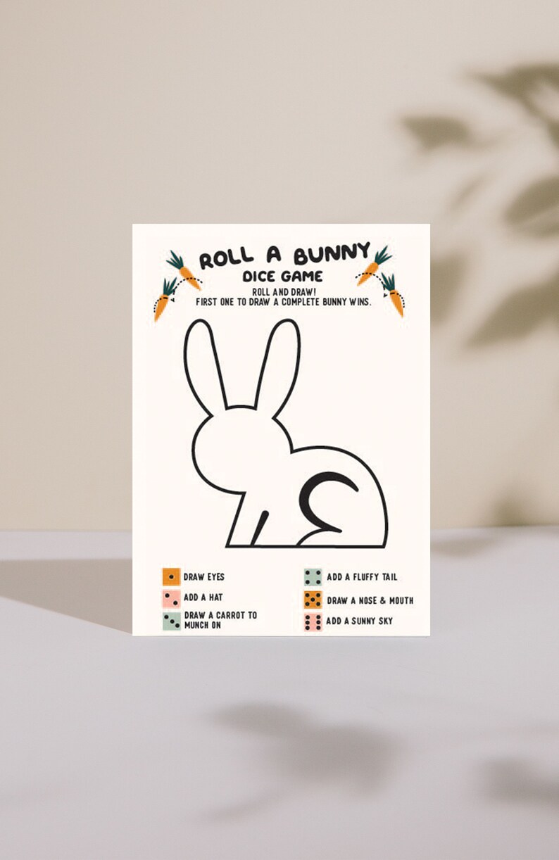 Easter Party Kids Game Printable | Roll a Dice Bunny Game | Easter ...