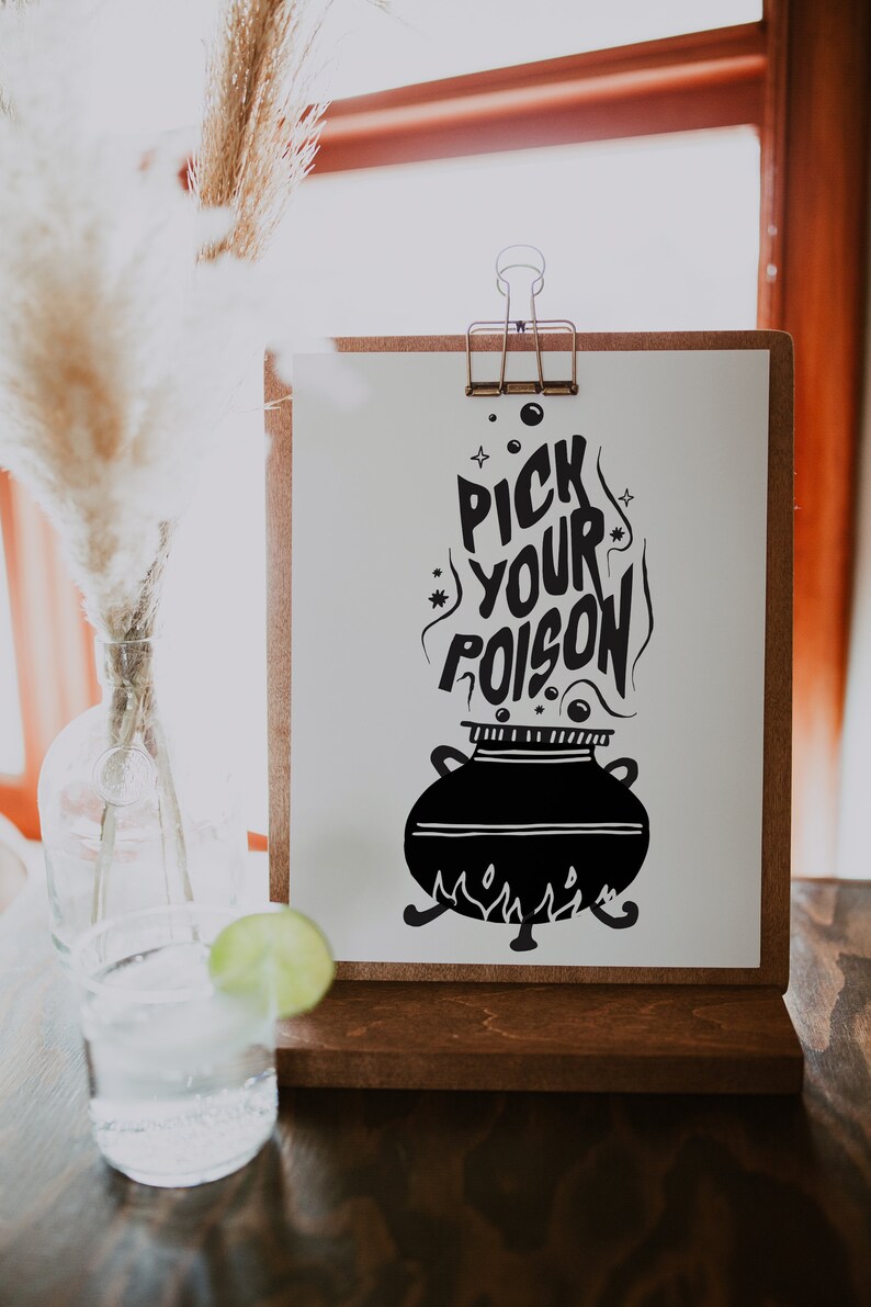 Pick Your Poison Halloween Party Sign Halloween Party Decor Halloween ...