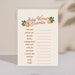 Baby Word Scramble Little Cutie Baby Shower Orange Floral Game ...