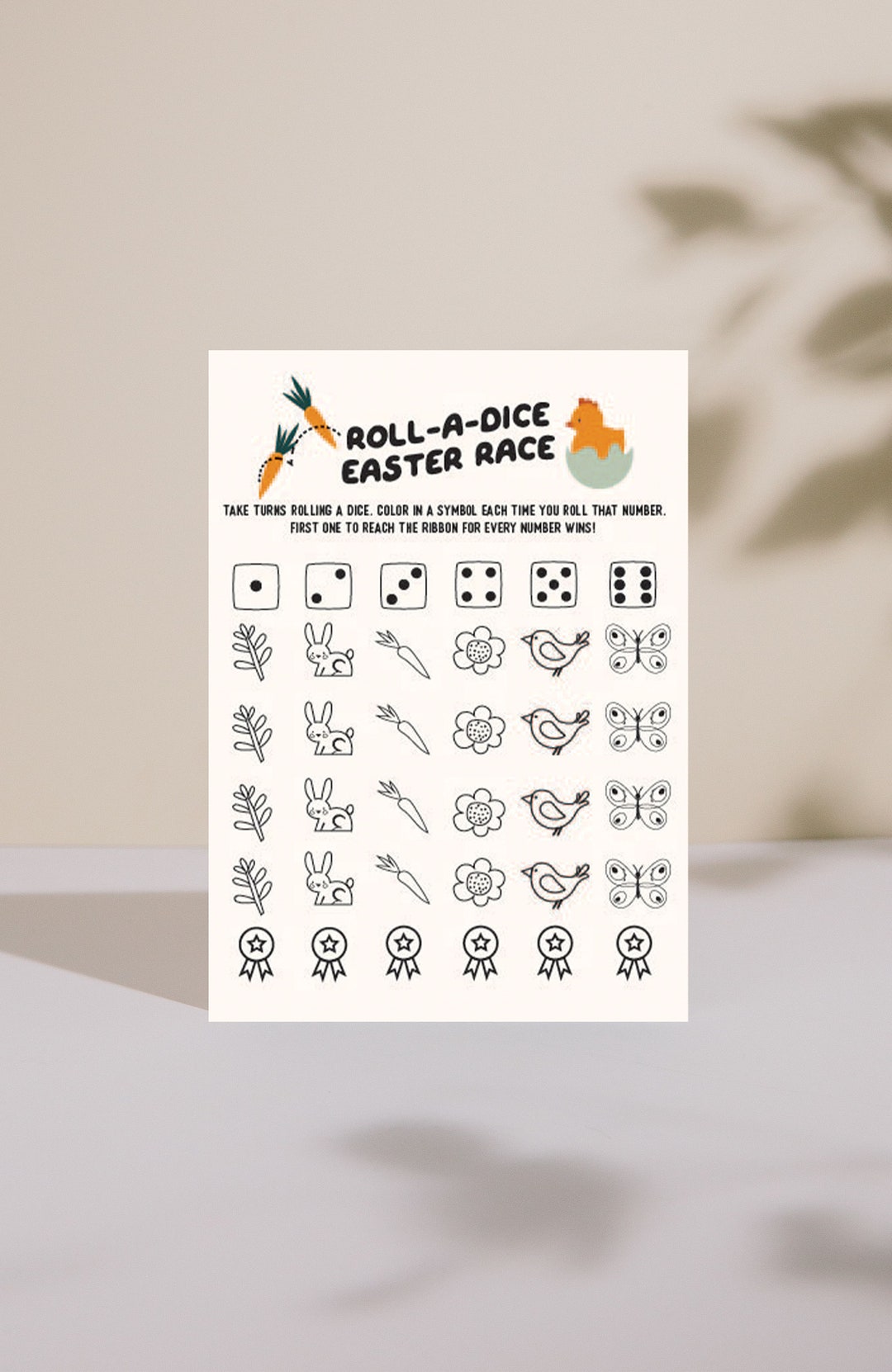 Easter Dice Kids Game Printable | Easter Bunny Printable Game | Kids ...