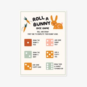 Roll a Bunny Dice Game Kids Table Easter Game Boho Easter Printable ...