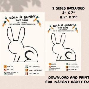 Easter Party Kids Game Printable | Roll a Dice Bunny Game | Easter ...