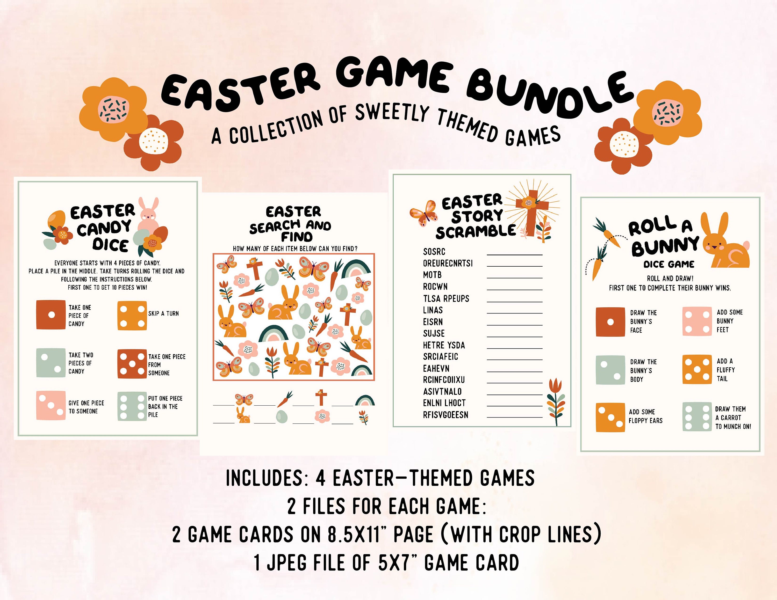 Easter Game Bundle Easter Story Scramble Family Game Easter Candy Dice ...