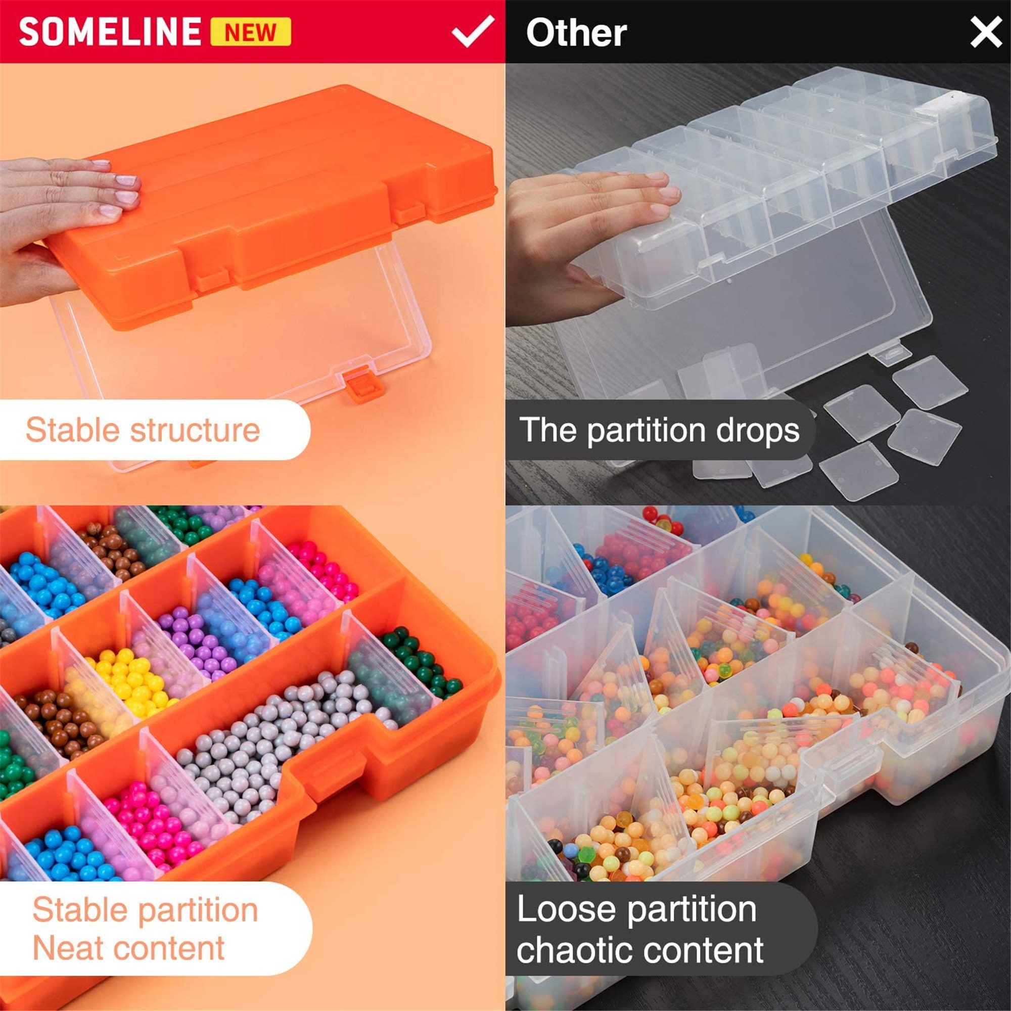 36 Compartment Small Parts Storage Container Adjustable Compartments ...