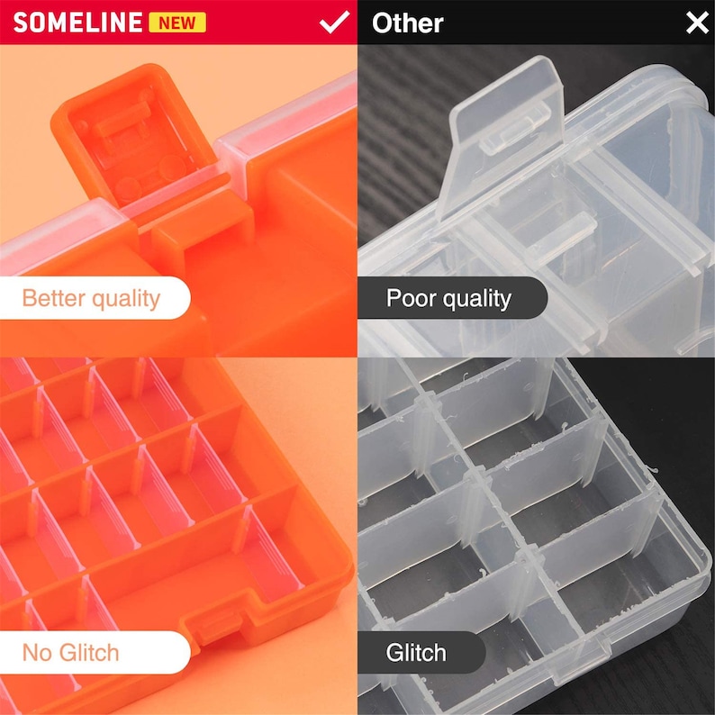 36 Compartment Small Parts Storage Container Adjustable Compartments ...