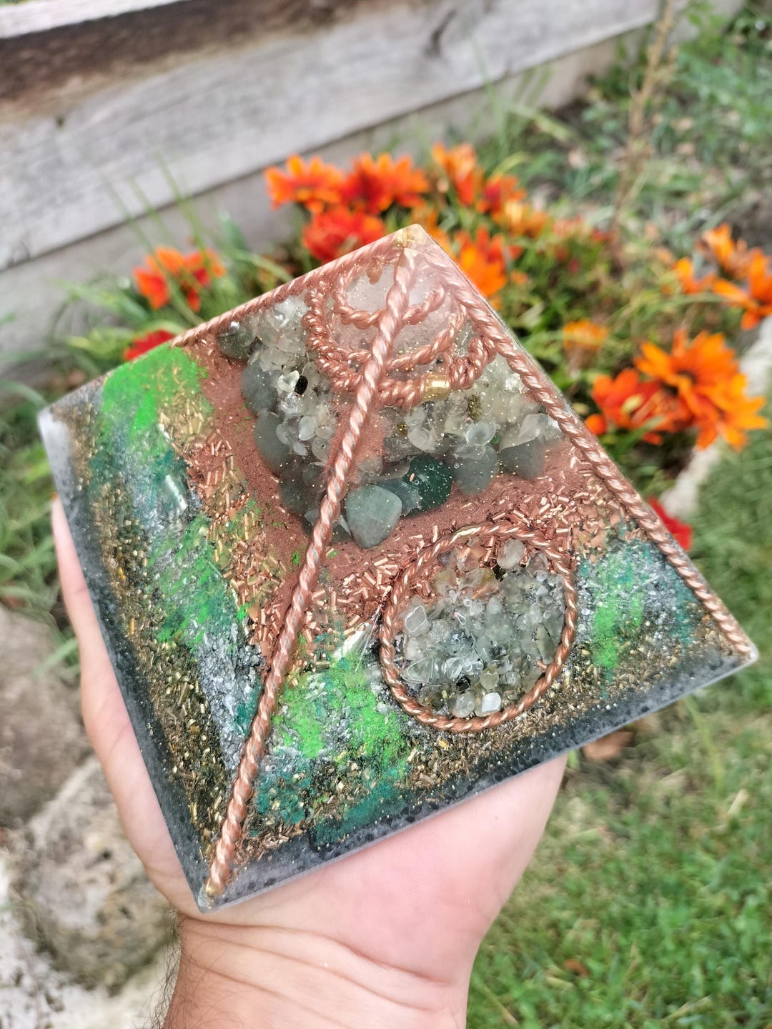 Golden Giza Orgone Generator Prehnite and Aventurine Large - Etsy