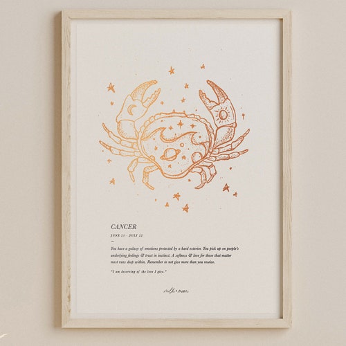 Cancer Star Sign Zodiac Digital Download Wall Print | Etsy